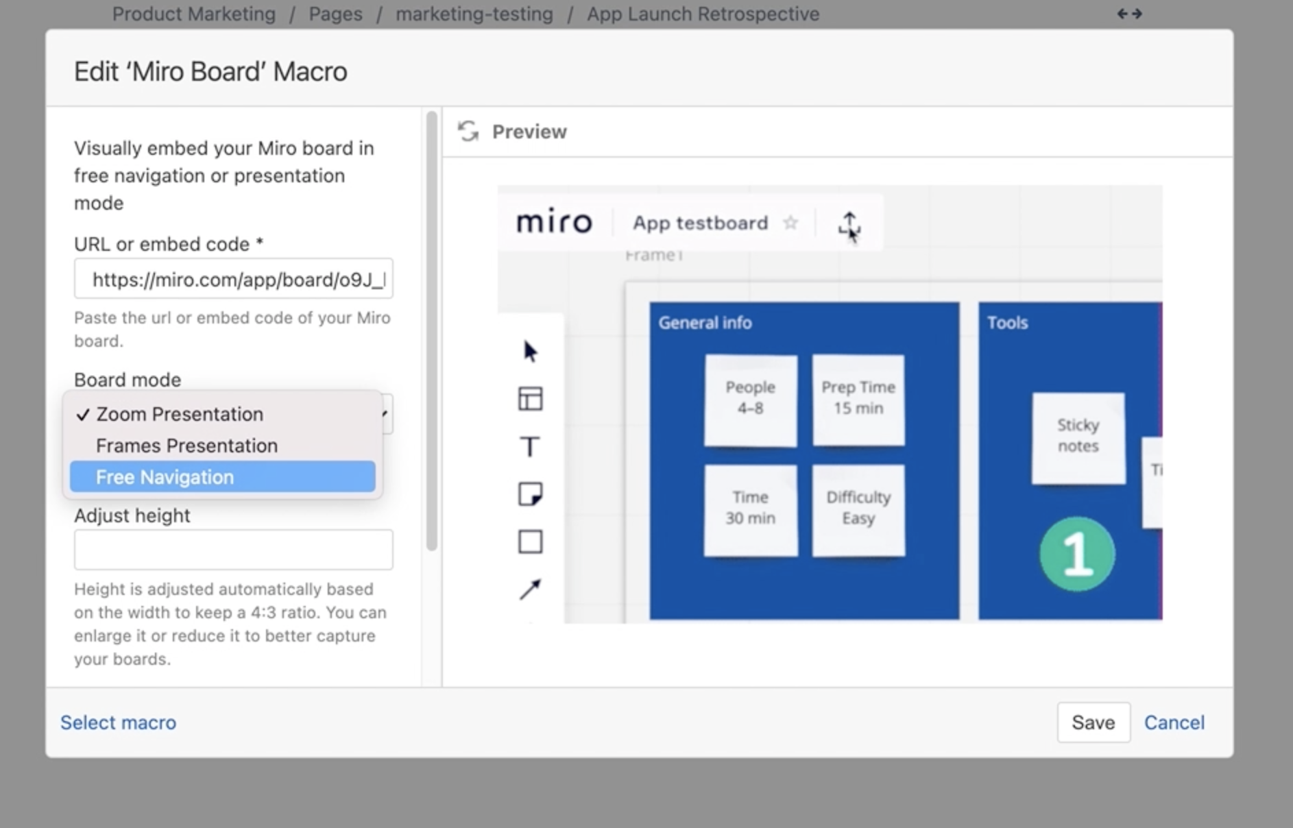 Miro Embed for Confluence - resolution Atlassian Apps