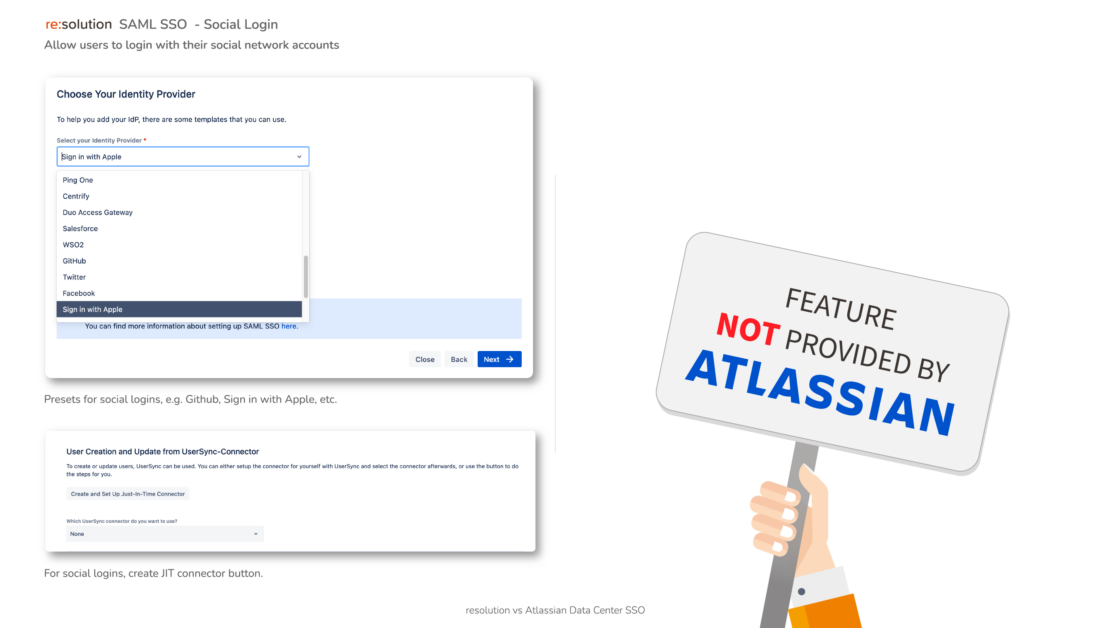 resolution SAML SSO vs Atlassian Data Center Feature Comparison ...